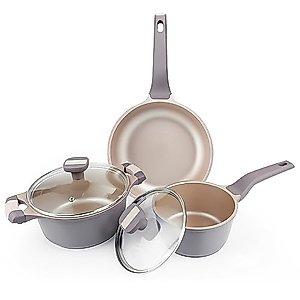 Pots and Pans Set with Premium Nonstick Coating, 5-Piece Kitchen Cookware Sets PFOA & PFAS Free, Pots and Pans Cooking Utensils Set Induction/Gas/Electric Compatible, Dishwasher Safe