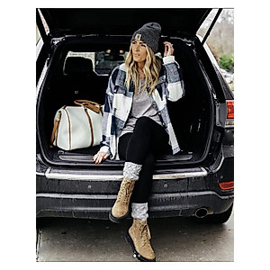 DOROSE Shackets For Women Flannel Shirt Fall Long Sleeve Button Down Plaid Jackets Coat (Black, X-Large)