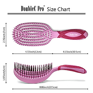 NuWay 4HAIR DoubleC PRO U.S. Patented Double Curved Detangling Brush is Hair Dryer Safe (Red Violet)