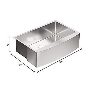 Moen G18121 1800 Series 30-Inch X 21-Inch Stainless Steel 18 Gauge Single Bowl Farmhouse Kitchen Sink