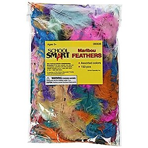 School Smart 85836 Maribu Feathers - 1/2 Ounce - Set of 150 - Assorted Colors