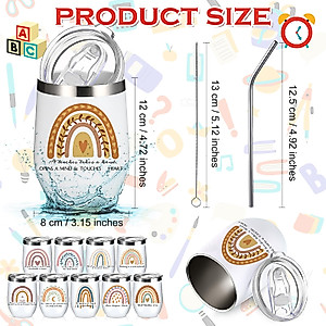 Inbagi Teacher Appreciation Gifts Bulk, Teacher Appreciation Stainless Steel Tumbler with Lids Appreciation Rainbow Mugs Thank You Teacher Gift End of Year for Teacher Day Women Mentor(12 OZ, 10 Pcs)