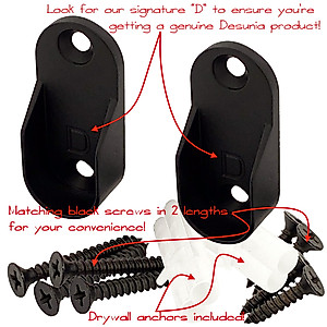 Oval Closet Rod End Supports | Screw on Type | 15mm x 30mm | Matte Black | 2 Pack