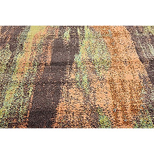Unique Loom Jardin Collection Colorful, Vibrant, Abstract Watercolor Area Rug, Square 8' 0" x 8' 0", Multi/Beige
