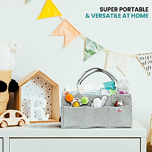 Baby Diaper Caddy Organizer with handle-Diaper Organizer Caddy For Girl Boy,Large Baby Organizer for Changing Table & Car,Felt Diaper Caddy,Baby Diaper Caddy Organizer Basket Grey,Baby Caddy Organizer