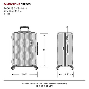 SwissGear 7272 Energie Expandable Hard-Sided Luggage With Spinner Wheels & TSA Lock, Black, 27”
