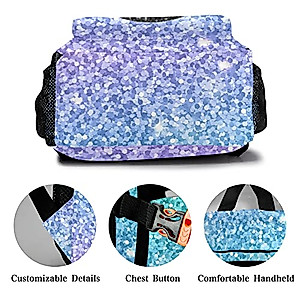 NZOOHY Blue Glitter Soccer Bow Personalized Kids School Backpack Custom for Boys Girls Primary Daypack School Bookbag Travel Bag