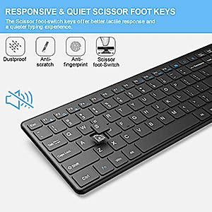 Rechargeable Wireless WisFox Ultra Slim Computer Keyboard Mouse Combo, Full Size Silent Keyboard and Mouse for Laptop, Computer and Desktop, Surface, Mac and Windows 10/8/7