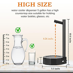 5 Gallon Water Dispenser,Water Dispenser for 5 Gallon Bottle,Smart Desktop Water Dispenser,Bedside Water Dispenser ，Automatic Drinking Water Dispenser Pump,Safe and Leak-Free for Long-Term Use（ Black）