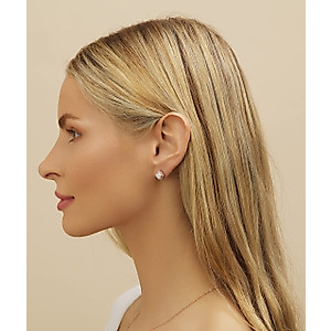 Barzel 18K Rose Gold Plated Created Opal Stud Earrings for Women (Rose Gold)