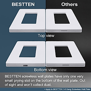 [50 Pack] BESTTEN 1-Gang Screwless Decorative Wall Plate, USWP6 Snow White Series, Decoraor Outlet Cover, H4.69” x W2.91”, for Light Switch, Dimmer, GFCI, USB Receptacle