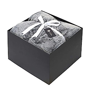 Premium Double-Sided Faux Fur Throw Blanket - Large: 50x60 Inches, Frosted Charcoal - Plush Velvety Soft Minky Material - Luxury Softness & Warmth - Machine Washable