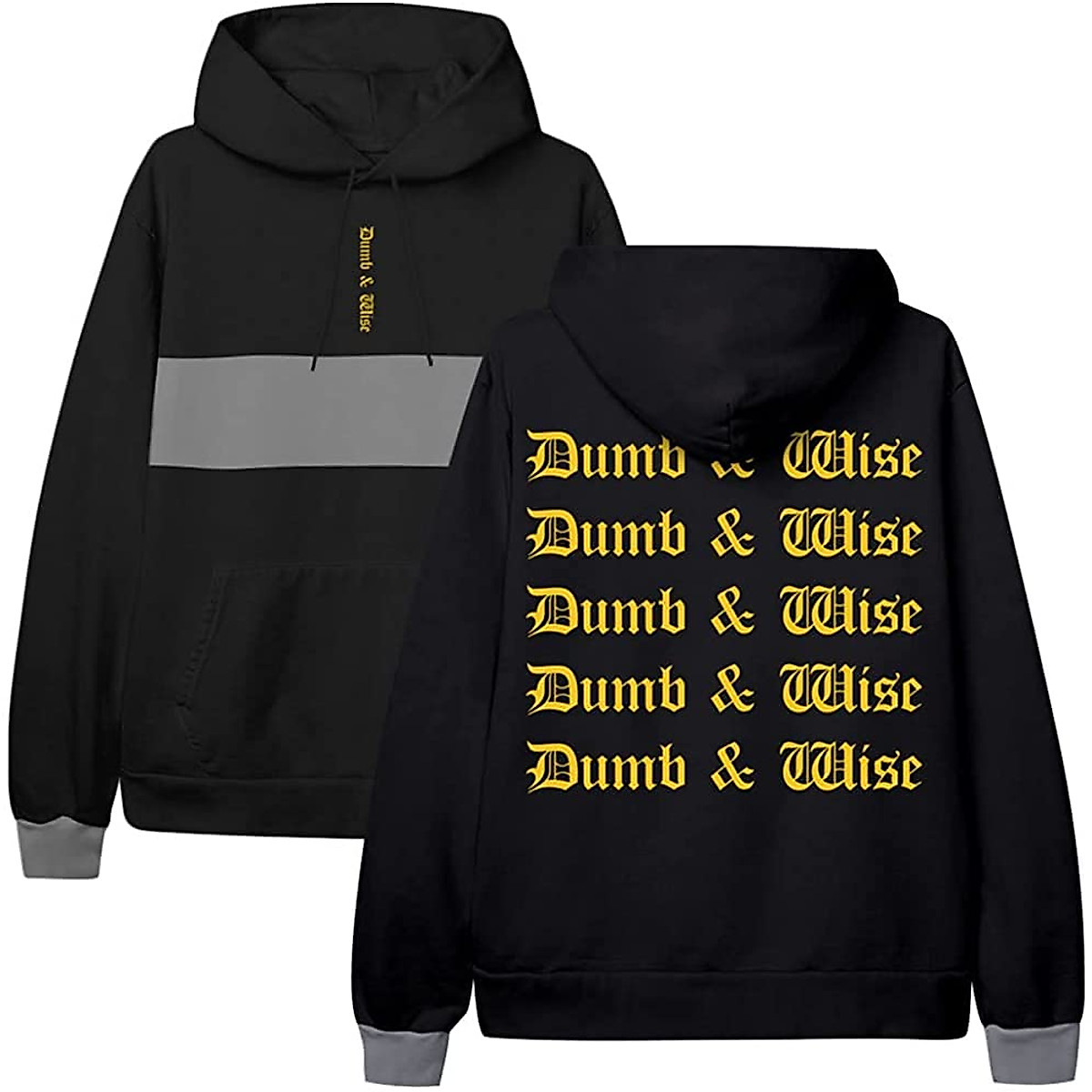 LSPWAFAEF XPLR Sam Golbach Dumb and Wise Black Color Block Hoodie Merch Men/Women Hooded Sweatshirt Hip HOP Long Sleeve (X-Large)
