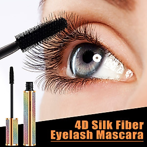 2 Pack Mascara Black Volume and Length Lasting All Day, 4D Silk Fiber Lash Mascara, Waterproof Mascara Lengthening No Clumping, No Smudging & Easy to Remove