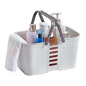 FANWU Shower Caddy Basket Tote for College Dorm Room Essentials, Plastic Storage Basket with Handles Portable Organizer Bins for Kitchen Bathroom Bedroom Toiletry Laundry Garden Pool Beach (Grey)