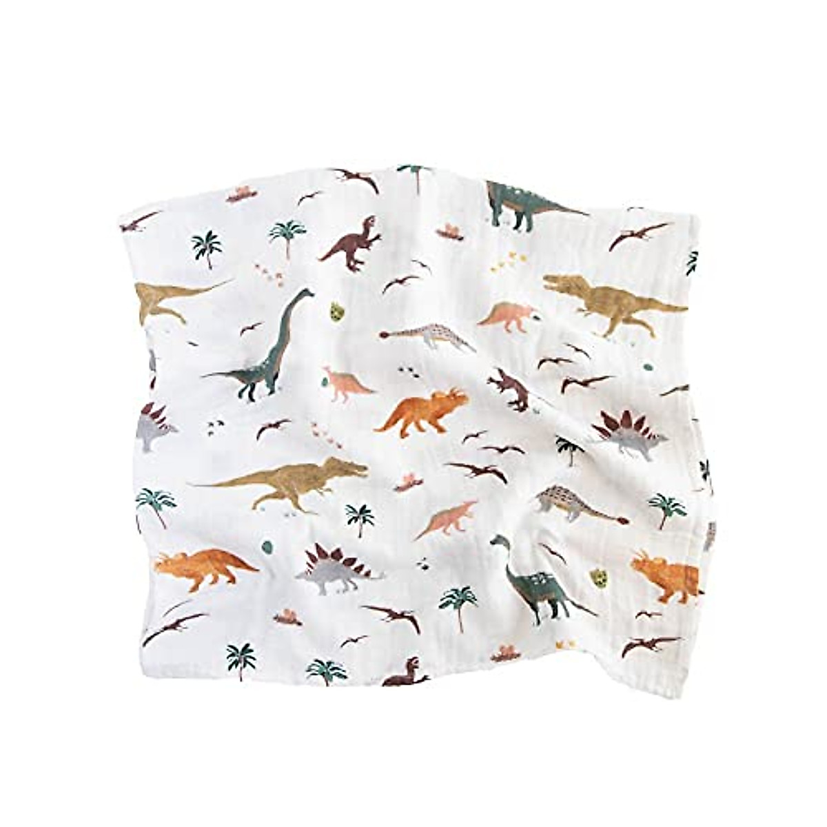 Red Rover Kids Cotton Muslin Swaddle - 47”x 47”- 100% Cotton - Machine Washable - Softer with Every Wash - Playful Designs -Soft, Breathable & Lightweight - Unisex (Dino Days)