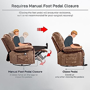 YI DANICA Rocker Recliner Chair Massage with Heated Modern Ergonomic Lounge 360 Degree Swivel Single Sofa Seat Living Room Lounge High-Resilience Sponge Filling USB Charge Port