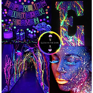 GREENIC UV Led Black Light Bulb 2 Pack, 8W (60W Equivalent) A19 E26 Blacklight Bulb UVA Level 385-400nm, Glow in Dark for Body Paint Club Party Neon Posters