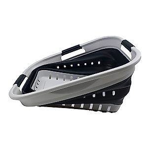 SAMMART 30L (8 gallons) Collapsible Plastic Laundry Basket/Hamper-Foldable Storage Container/Organizer-Space Saving Outdoor Pop Up Saving (Grey/Slate Grey (Set of 2))