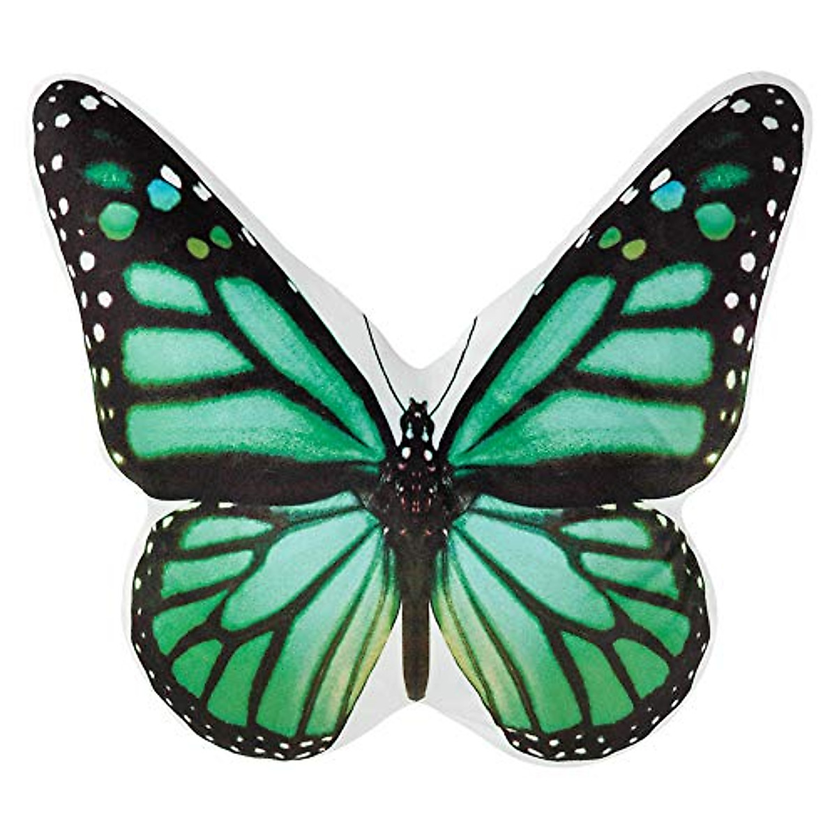 JWH 3D Butterfly Pillow Decorative Animal Throw Pillow Aesthetic Stuffed Plush Accent Pillow Case Colorful Pillowcase Cute Cushion Bed Couch Bedroom 13x18 Inch Black Green