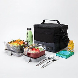 PackIt Freezable Lunch Pail, Black/Gray, Engineered with ECOFREEZE+ Technology: Triple Layered Protection for Ultimate Cooling, with Removable Crossbody Strap, Fresh Food On the Go