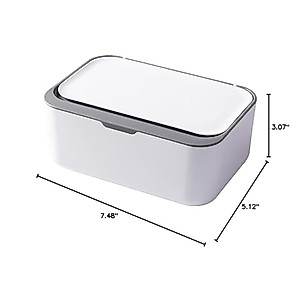 KOOMTOOM Wet Wipe Dispenser,Baby Napkin Storage Box Holder Container Dust-Proof Wet Tissue Box Wet Wipe Case Holder with Lid Keeps Wipes Fresh for Car, Home, Office (White Grey)