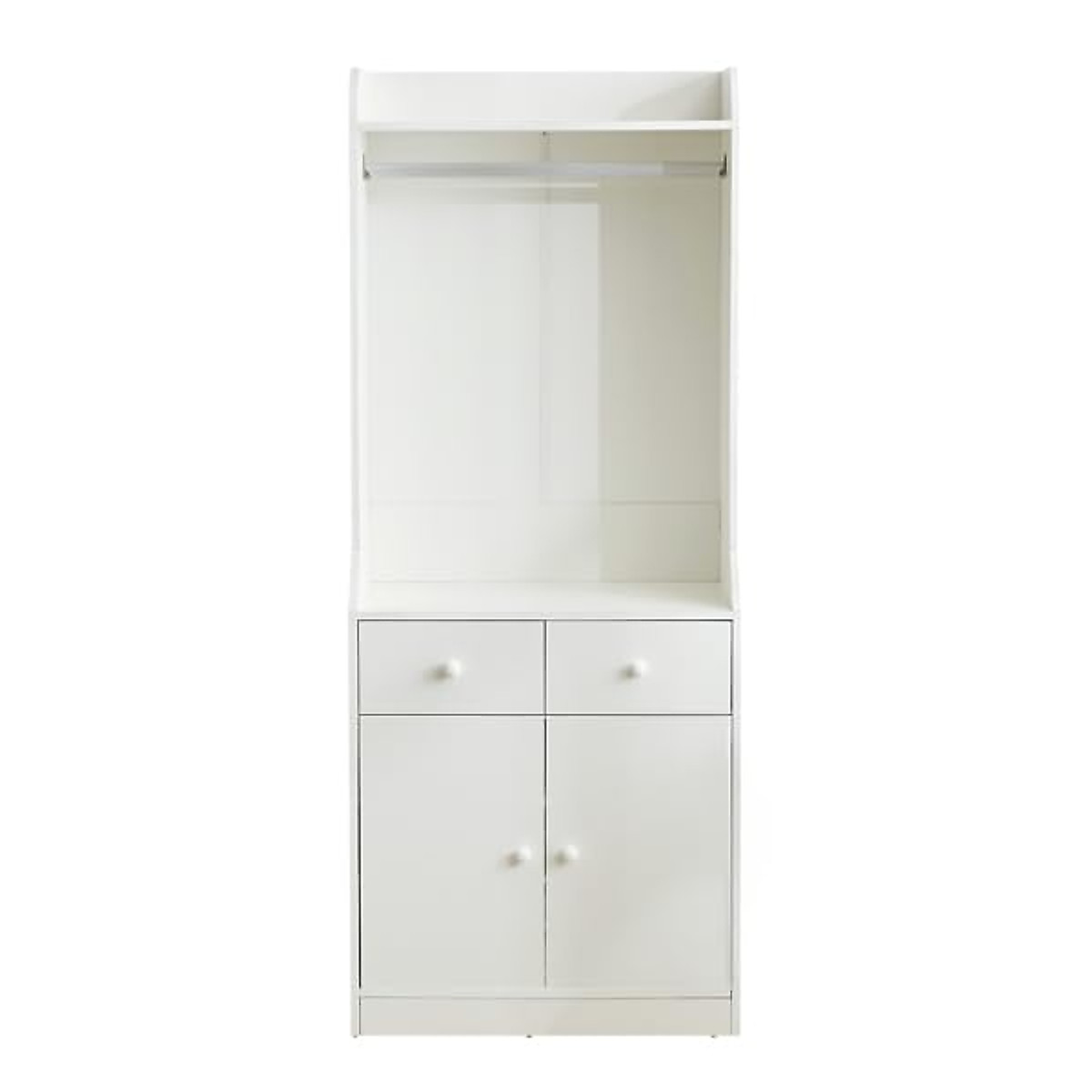JASOYA Wardrobe Armoire Closet, Drawers and Shelves, Handles, Hanging Rod, for Bedroom ，White A