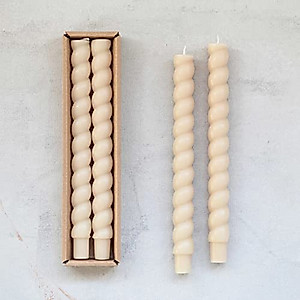 Christmas Store 10 H Cream Unscented Twisted Taper Candles in Box, Set of 2