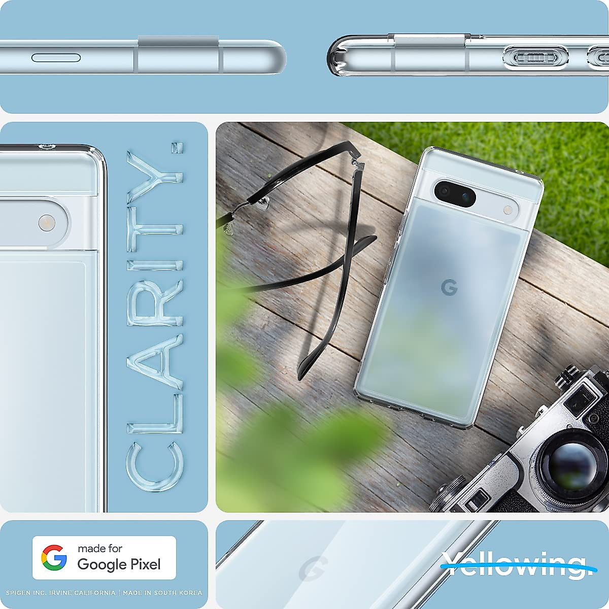 Spigen Ultra Hybrid Designed for Pixel 7a Case and Pixel Buds Pro Case (2022) Bundle