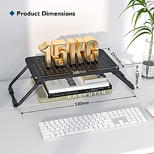 BONTEC 2 Pack Monitor Stand Riser, 4.72" High Monitor Stand for Desk, Computer Monitor Riser Stand with Mesh Platform for Laptop, Computer, iMac, PC up to 33LBS/15KG, Cable Ties Included