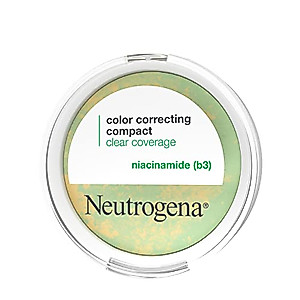 Neutrogena Clear Coverage Color Correcting Powder Makeup Compact, Mattifying CC Powder with Niacinamide & Green & Yellow Powders to Even Tone, Brighten, & Control Shine, Oil-Free, 0.38 oz