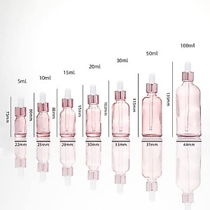 SNOW DIAMOND 0.5 oz Eye Dropper Bottle (3 Pack Rose Glass Bottles 15ml with Golden Caps，Empty Tincture Bottles for Essential Oils, Body Oils, Perfume Pink