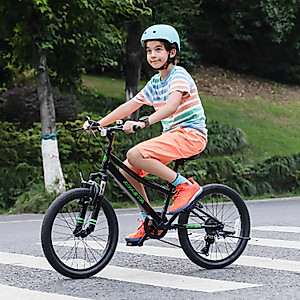 AVASTA 20'' Big Kids Mountain Bike for Age 6 7 8 9 10 11 12 Years Old Boys Girls Teen with Suspension Fork Front & Rear Dual Hand Brakes 6 Speeds Drivetrain, Black