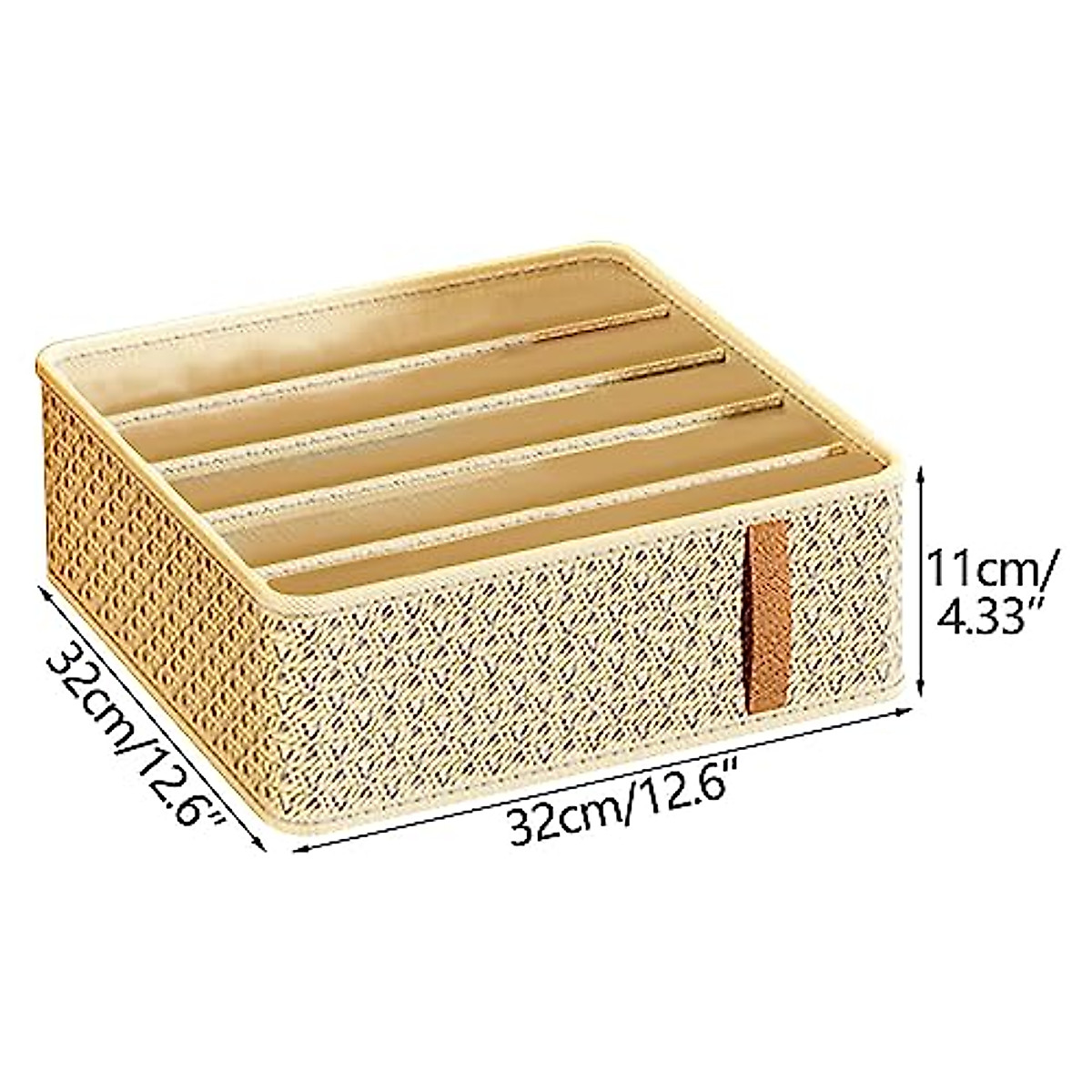 verrio Sock Underwear Organizer Drawer Dividers, Sock Underwear Drawer Organizer Bins, Closet Cabinet Organizer Underwear Storage Boxes for Storing Socks, Undies and Baby Clothes (Beige-M)