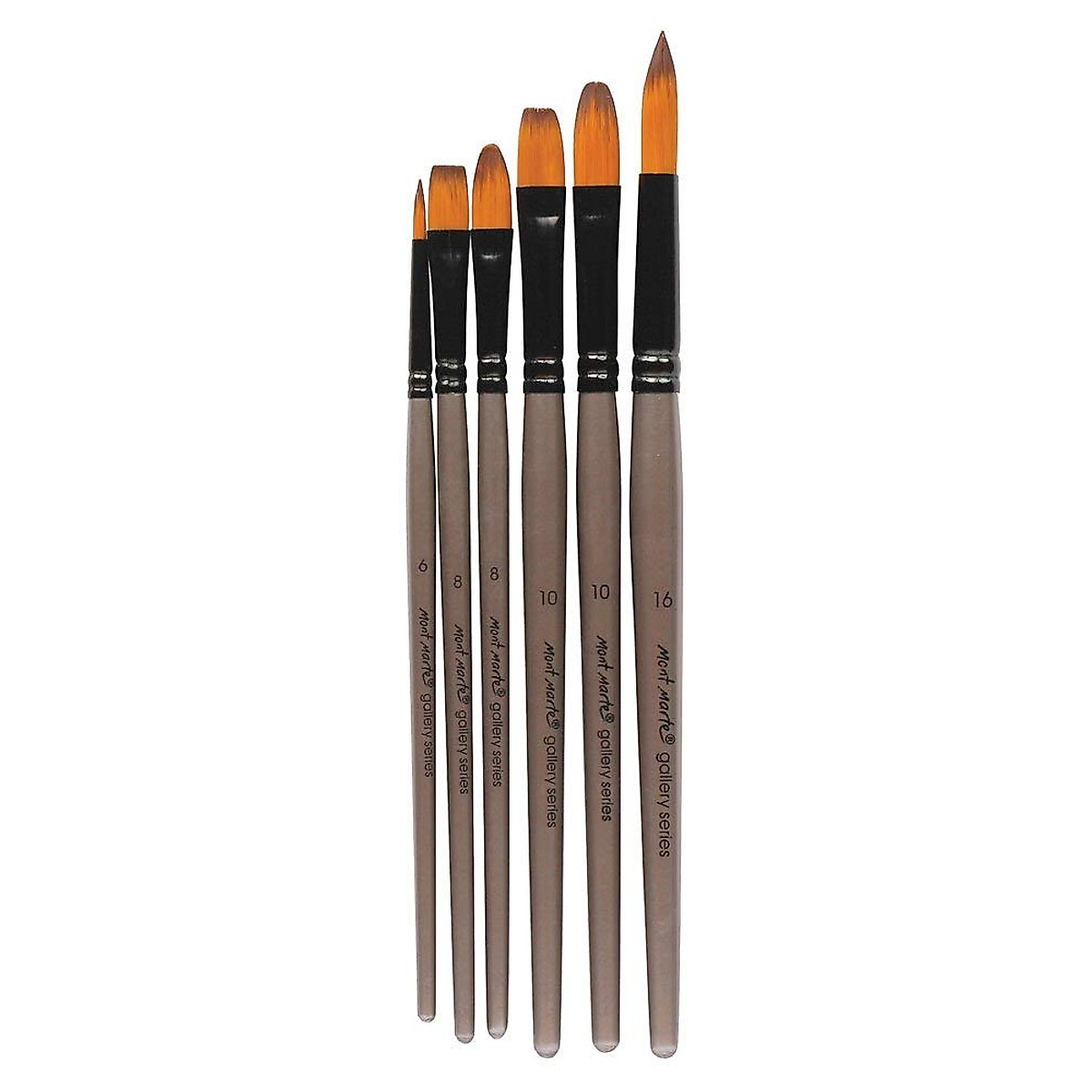 Mont Marte Gallery Series Acrylic Brush Set, 6 Piece. Selection of Synthetic Hair Paint Brushes Suitable for Acrylic Painting