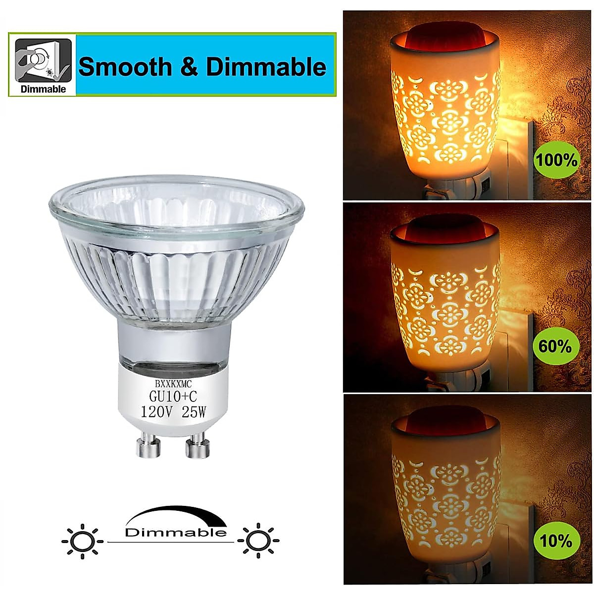 BXXKXMC GU10 Halogen Bulb 120v 25W Halogen Light Bulbs, 2800k Warm White gu10 Dimmable for Track Light Bulbs,Glass Cover for Range Hood Light Bulbs…
