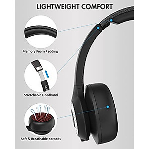 Sanfant Bluetooth Headset V5.0 Stereo Wireless On-Ear Headphones with Microphone Flip-up to Mute & USB Dongle, 22+Hrs Talktime Bluetooth/Wired Office Headset for PC/Laptop/Computer/Cell Phone