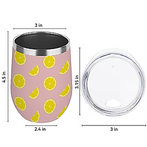 silichee 20 Oz Stainless Steel Wine Tumbler with Lid Pink Lemonade Pattern Tile Insulated Tumblers Vacuum Coffee Mugs for Hot and Cold Drinks,Coffee,Wine