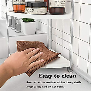 FSyueyun 2-Tier Corner Bathroom Countertop Organizer, Tiny Bedroom Dresser Storage Tray Makeup Skincare Perfume Organizer Vanity Shelf Kitchen Spice Rack (Silver)