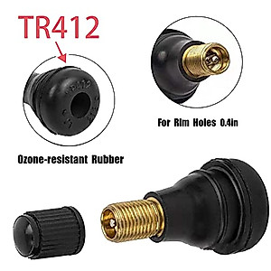 Tire Valve Stem Tool Puller and Installer Kit, Remover and Installation Set, 6 Pcs TR412 Snap-in Valve Stems with Valve Stem Cores, 1 Pcs Single Head Tire Valve Core Tool, 1 Pcs 4-Way Valve Tool