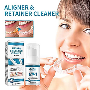 30ml Foam Cleaner for Aligner, Retainer, Denture, Night Guard, Mouth Guard, Mint Extract Retainer Night Guard Cleaner Denture Cleaner for Teeth Whitener