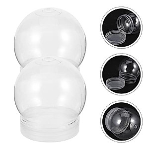 10pcs DIY Snow Globe Wedding Props Christmas Snow Globes Snow Globes for Cloche Bell Jar Glass Cover Preserved Flower Plastic Snow Globe Snow Globes for Adults Unique Child