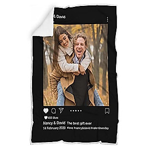 Personalized Official Social Media Post Style Blanket, Custom Name & Text Blanket Gifts for Him Her Men Women, Anniversary Ideas with Photo Throw Blankets