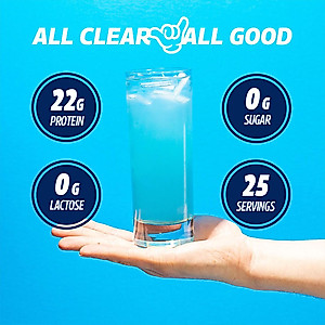 SEEQ Clear Whey Isolate Protein Powder, Blue Razz Freeze - 25 Servings, 22g Protein Per Serving - 0g Lactose, Sugar-Free, Keto-Friendly, Soy Free - Juice-Like Protein, Post-Workout Recovery