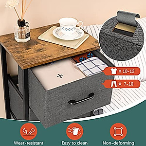 Yoobure Nightstand with 3 Fabric Drawers, Dresser for Bedroom Storage Drawer Tower, Small End Table Bedside Furniture Dressers & Chests Organizer Unit for Closet Hallway Entryway Office College Dorm
