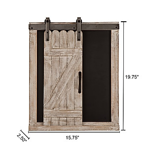Glitzhome 19.75"H Wooden Farmhouse Rustic Decorations Chalkboard with Barn Door,Wall-Mounted Coffee Store Message Boards,Holiday Display Board,Christmas Accent Country Hang Chalk Board