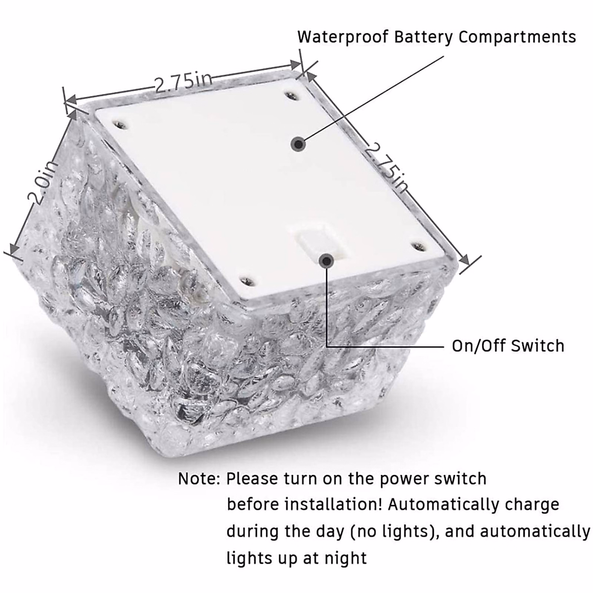 HOFLYW 6 Pack Solar Brick Lights Landscape Path Light Garden Decoration Yard Paver Road Lighting Recessed Paver for Garden, Pathway, Patio, Walkway Decor