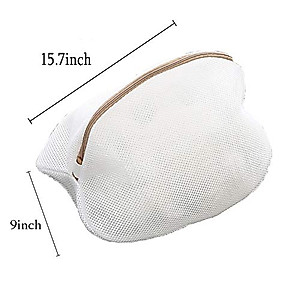 LOYALHEARTDY 2 Pack Mesh Wash Laundry Bags Sandwich Shoe Washing Laundry Bags Double-Layered Mesh Style with Premium Zipper(White)
