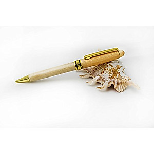 JASON YUEN 5PCS PACK Wooden Eco pen White wood ballpoint pens with gold accessories (Model A, 5PCS WHITE WOODEN)