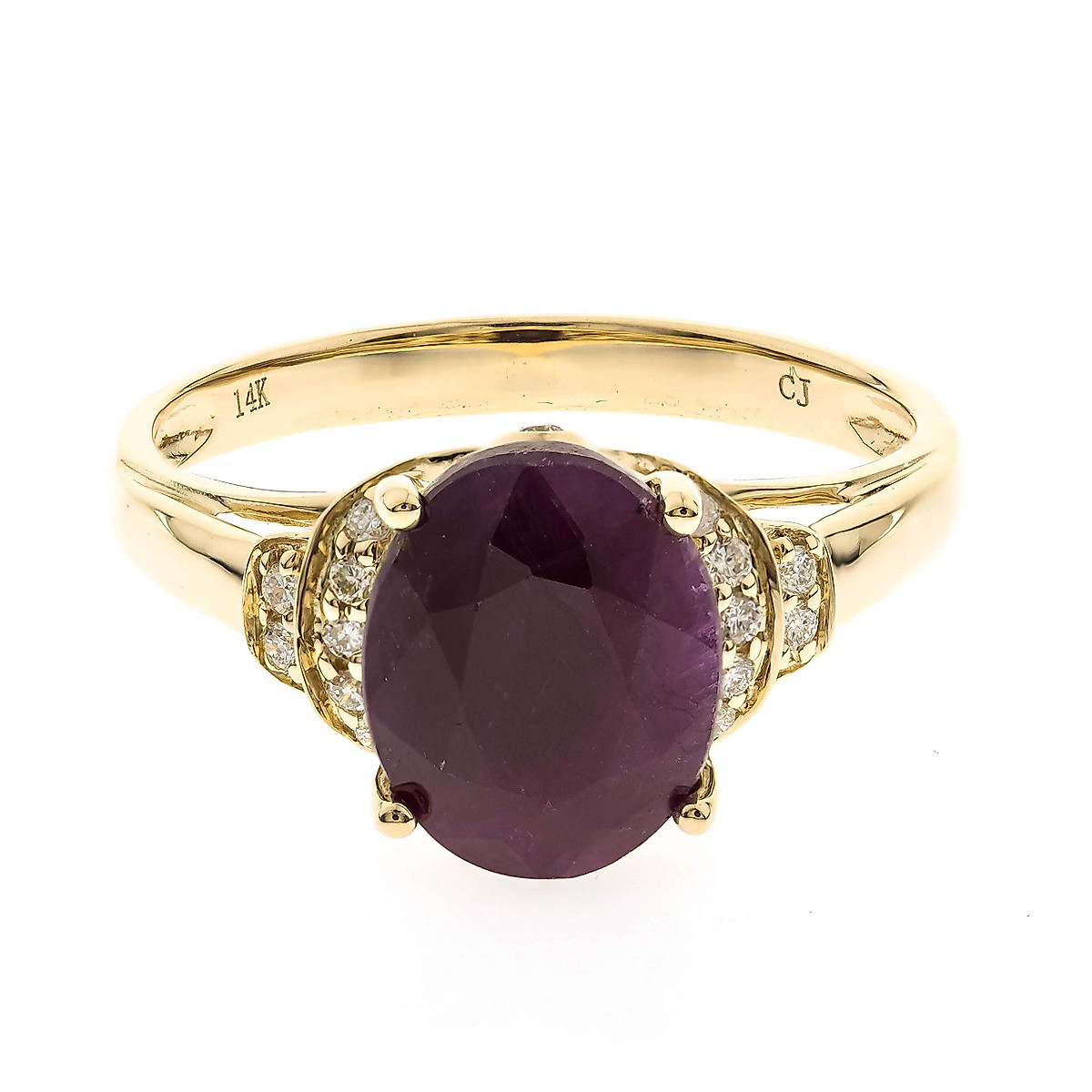 Gin & Grace 14K Yellow Gold Genuine Ruby Ring with Diamonds for women | Ethically, authentically & organically sourced (Oval-cut) shaped Ruby hand-crafted jewelry for her | Ruby Ring for women
